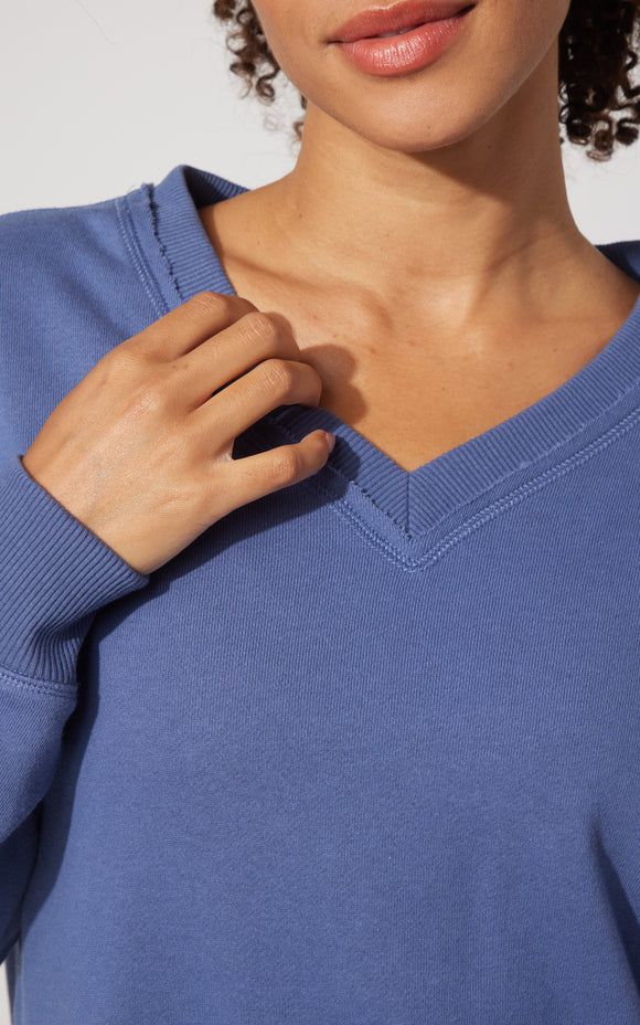 Loop Terry V-Neck Oversized Pullover - LW95128-W07 – 90 Degree by Reflex