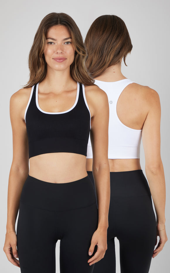 2 Pack Ribbed Seamless Hailee Racerback Long Line Bra - SLW-22960B-2PK ...